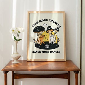 Retro Dancing Cats Wall Print, Vintage Cat Illustration, Trendy Posters ...