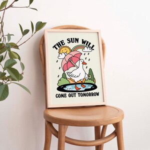 Cute Goose Wall Print, Mental Health Affirmation Self Care Illustration ...