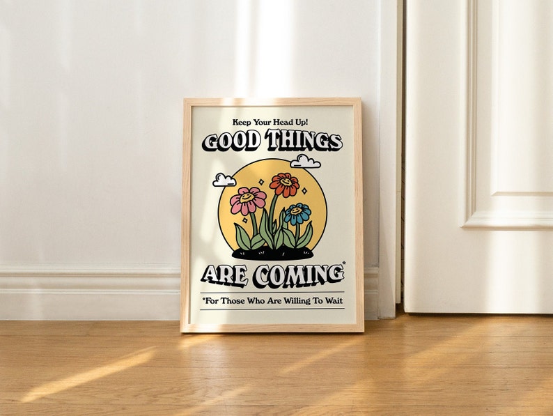 SET OF 2 Groovy Retro Wall Prints, Positive Quotes, Gallery Wall Self ...