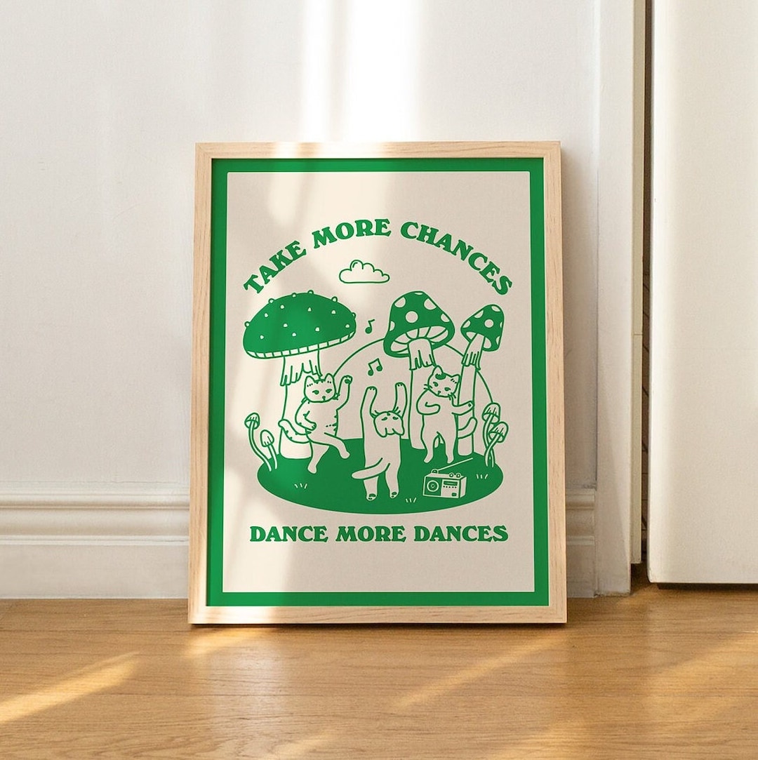 Retro Dancing Cats Wall Print, Vintage Cat Illustration, Trendy Posters ...