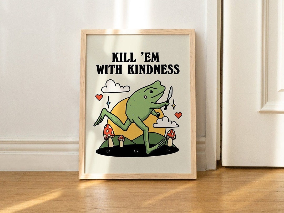 Frog Illustration Wall Print, Kindness Quote, Cute Kids Classroom ...