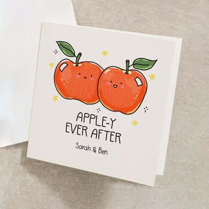 Punny Apple-y Ever After Engagement Card, Personalised Wedding ...