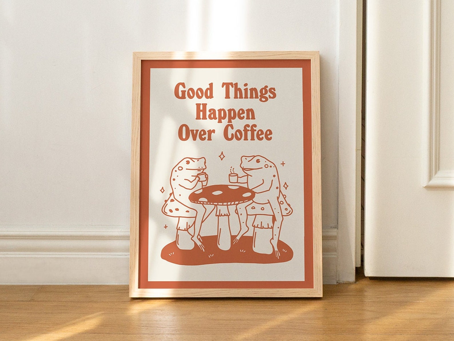 Retro Frog Coffee Print Vintage Positivity Quote - Etsy