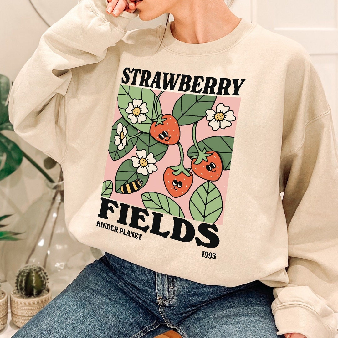 Cottagecore Strawberry Sweatshirt, Kawaii Clothing, Boho Fruit Shirt ...