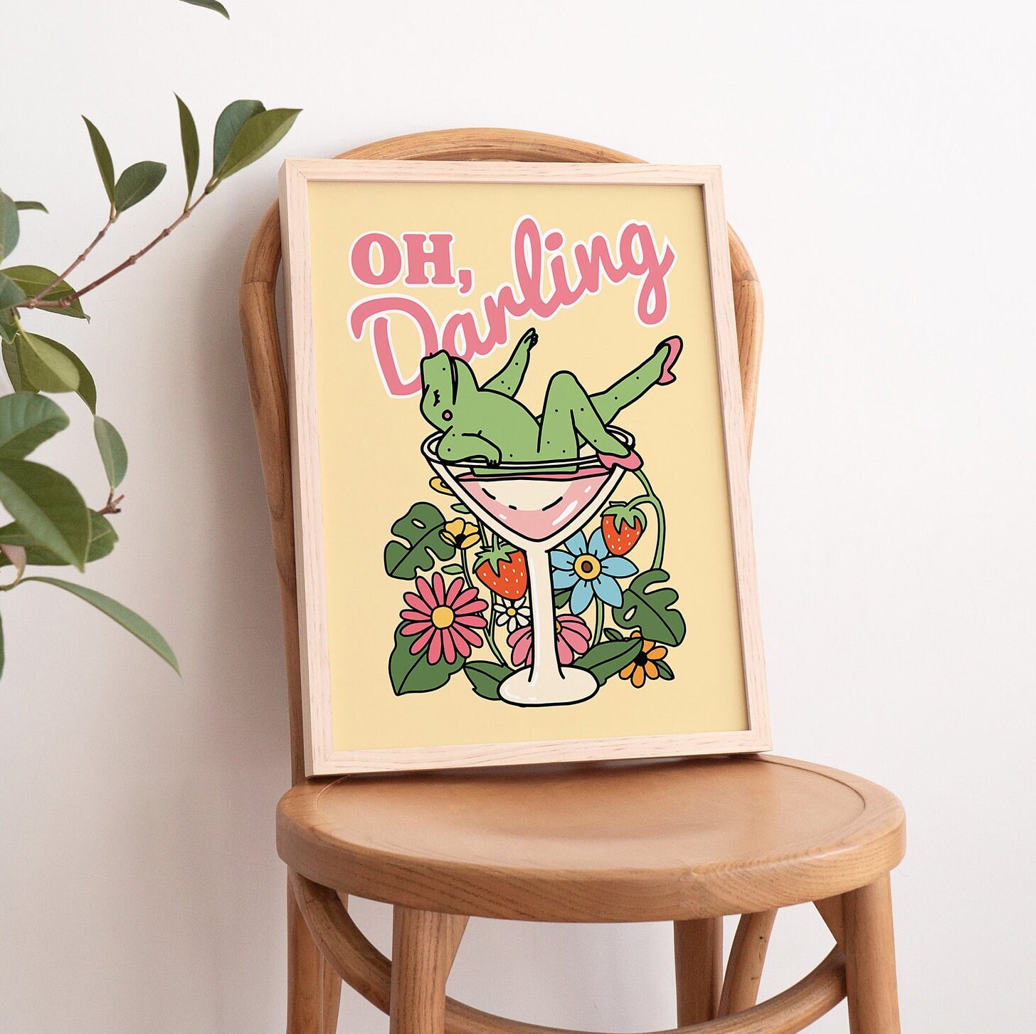 Retro Pinup Frog Wall Print, Oh Darling Quote, Vintage Style Burlesque ...