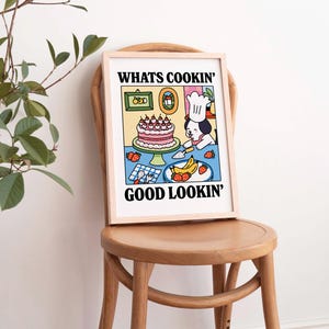 Whats Cookin Good Lookin Dog Print, Kitchen Dining Room Decor, Cute ...