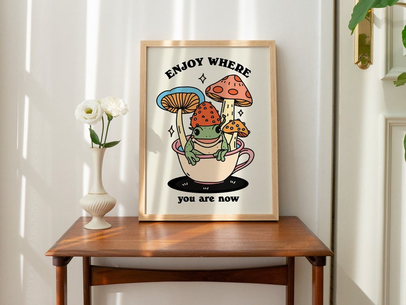 Cute Mushroom Cottagecore Print Cute Frog Prints Quote - Etsy