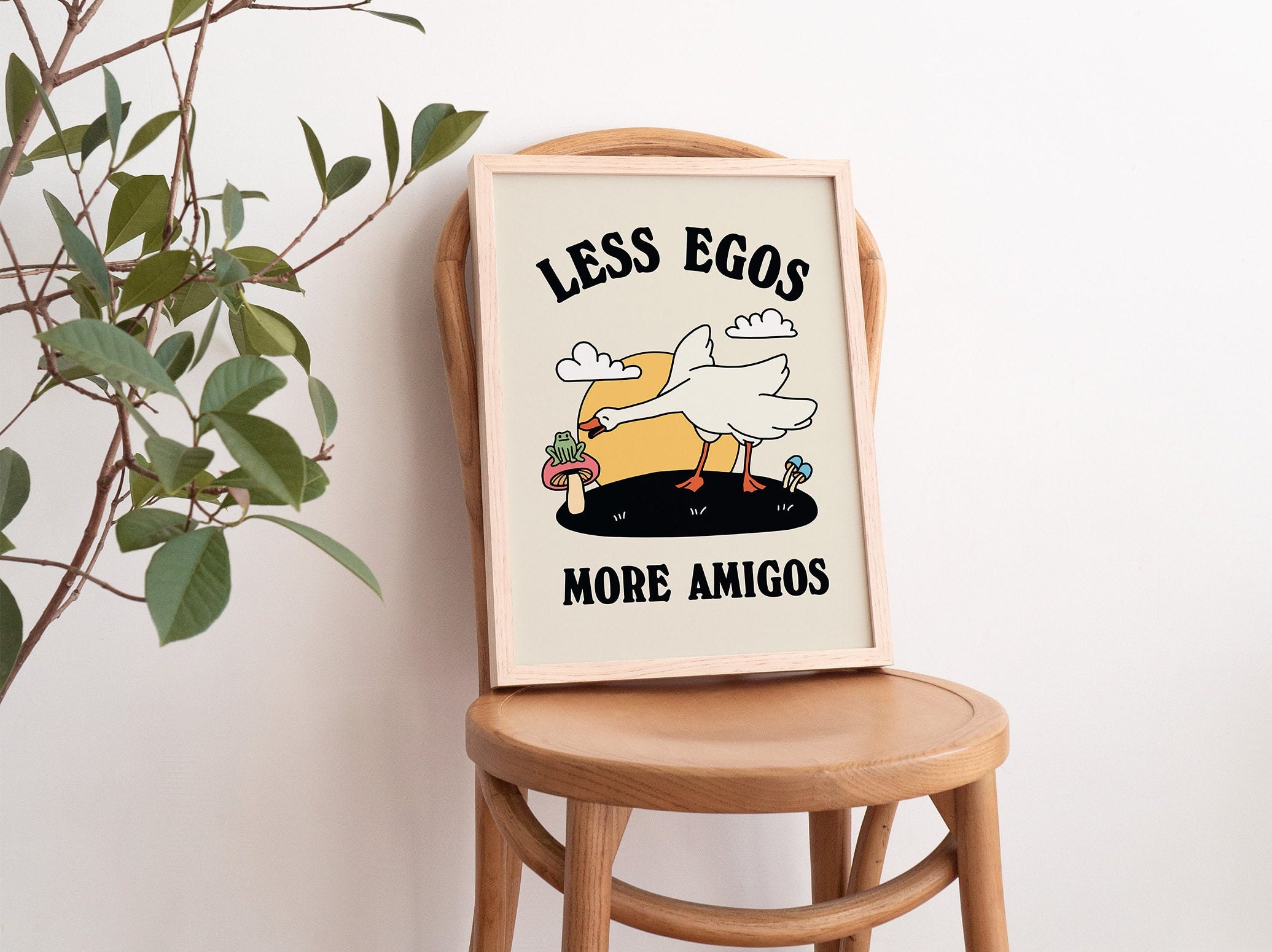 Friendly Goose Wall Print, Retro Frog Illustration, Cottagecore ...