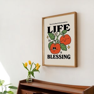 Retro Fruit Print, Blessing Affirmation Illustration, Colorful Wall ...