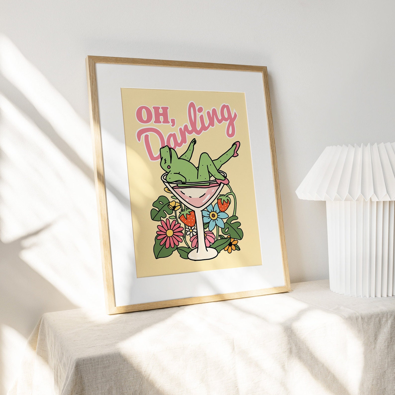 Retro Pinup Frog Wall Print, Oh Darling Quote, Vintage Style Burlesque ...