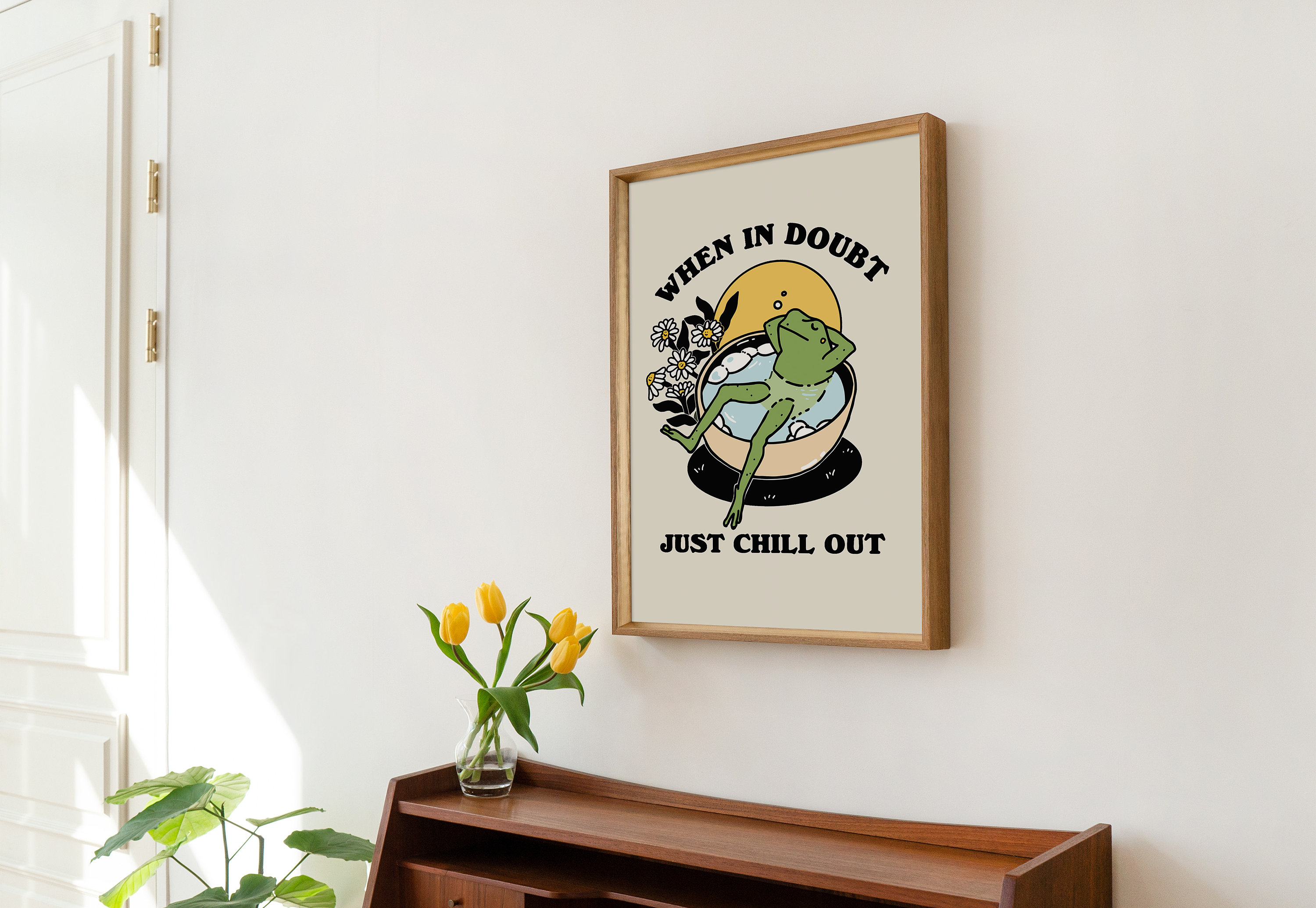 Retro Frog Wall Print Carefree Frog Positive Digital - Etsy