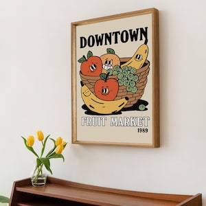 Retro Fruit Print, Vintage Market Illustration, Trendy Wall Decor ...