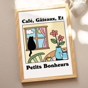 French Cafe Chat Noir Print, Retro Cat Poster, Bistro Coffee Posters ...