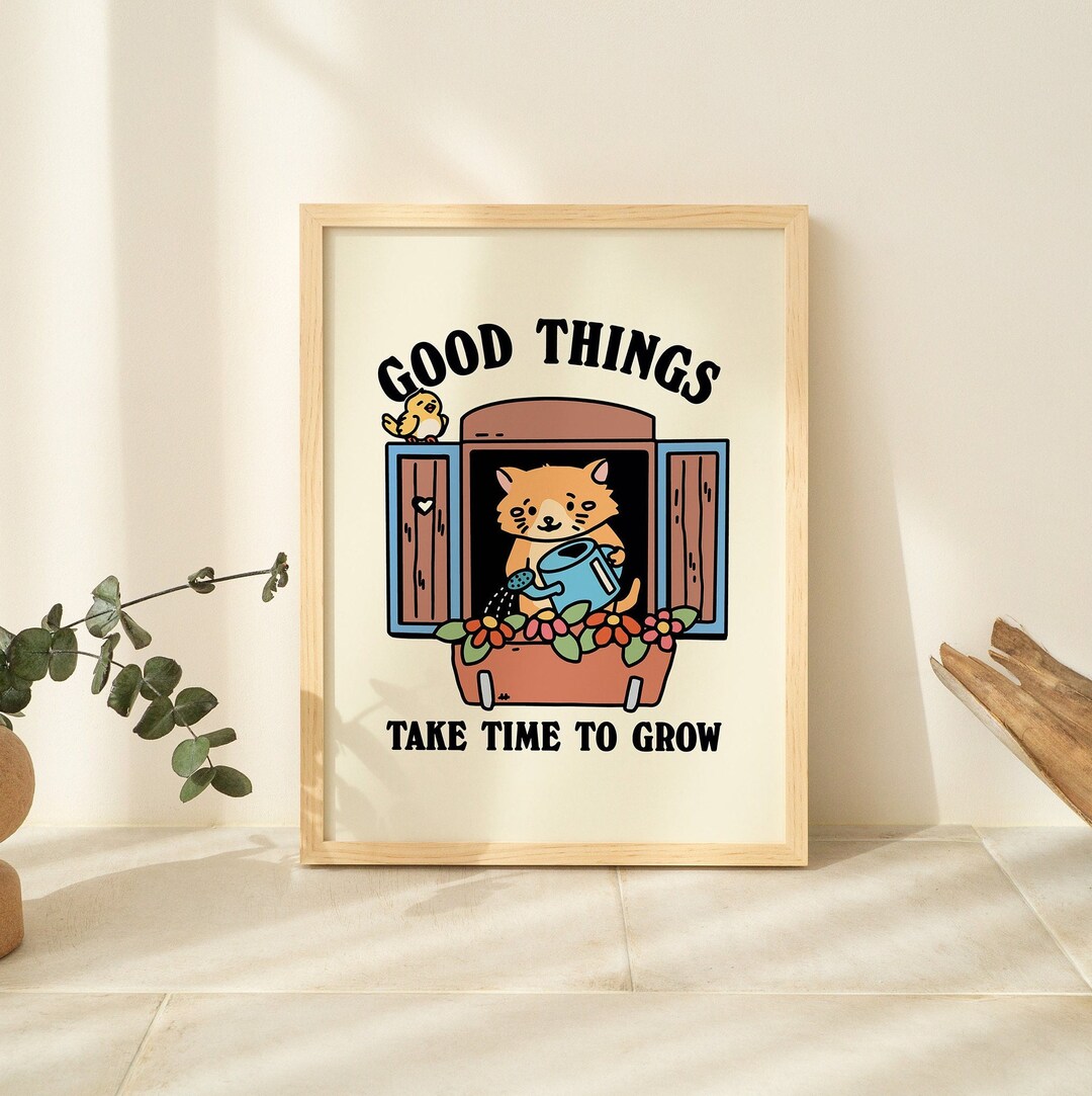 Cat Flowers Wall Print, Growth Quote, Motivational Classroom Posters ...