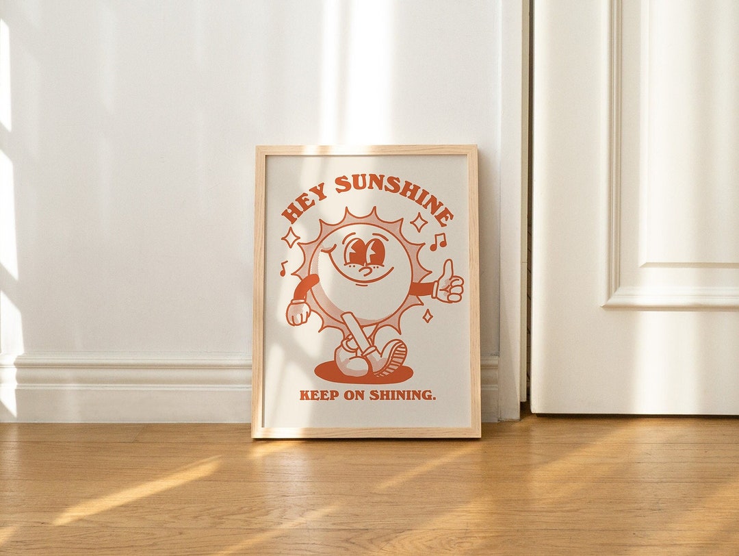 Sun Retro Character Wall Art, Retro Quote Wall Print, Digital Download ...