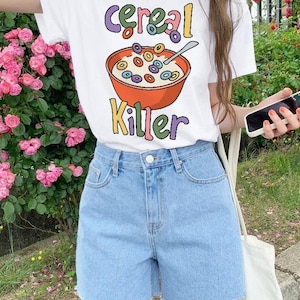 Funny Meme Tee, Cereal Killer T Shirt, Kidcore Offensive Unisex T ...