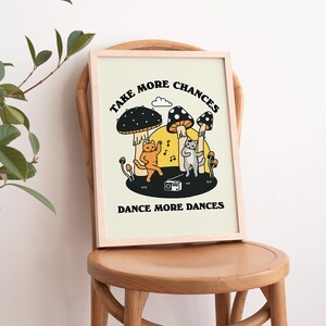 Retro Dancing Cats Wall Print, Vintage Cat Illustration, Trendy Posters ...