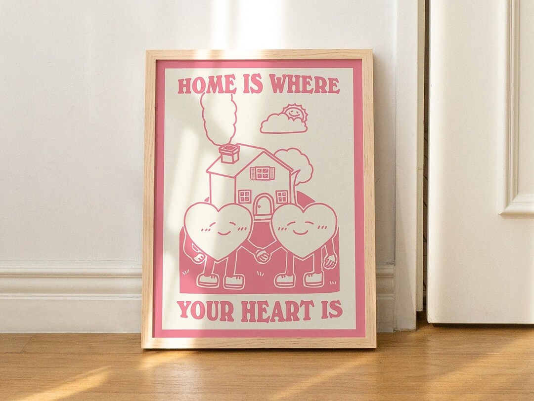 Retro Home Print, Home Sweet Home Poster, Prinatable Burnt Pink Decor ...