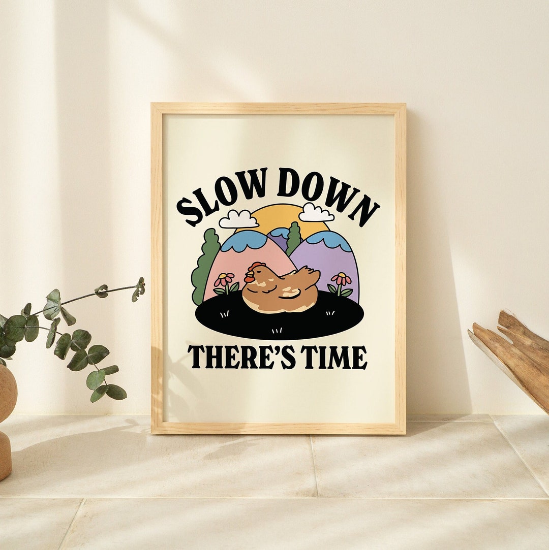 Cute Chicken Wall Print, Retro Hen Illustration, Classroom Downloadable ...