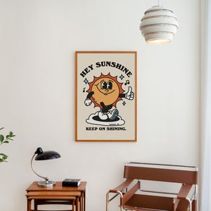 Sun Retro Character Wall Decor, Retro Quote Wall Print, Vintage Poster ...
