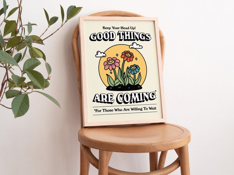 80s Retro Flower Print, Vintage Flowers Illustration, Trendy Wall Decor ...