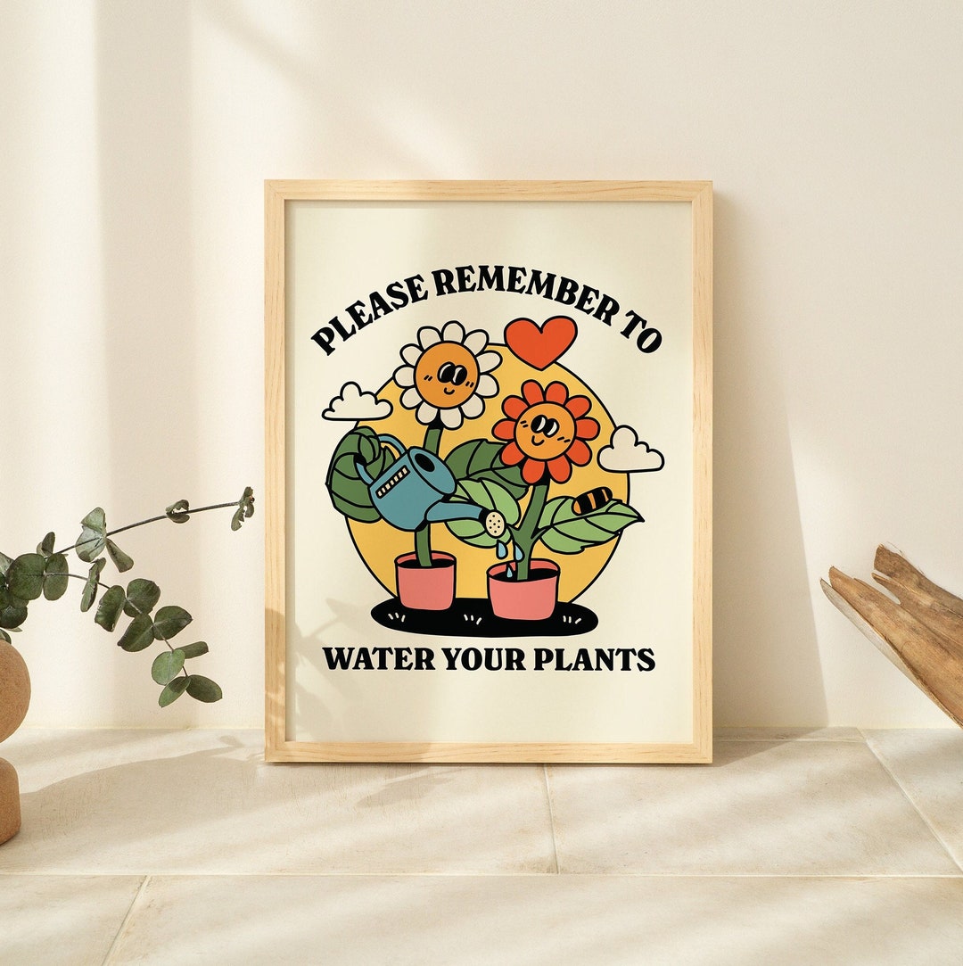 Retro Flowers Quote Wall Print, Trendy Poster, Plant Mom Prints ...