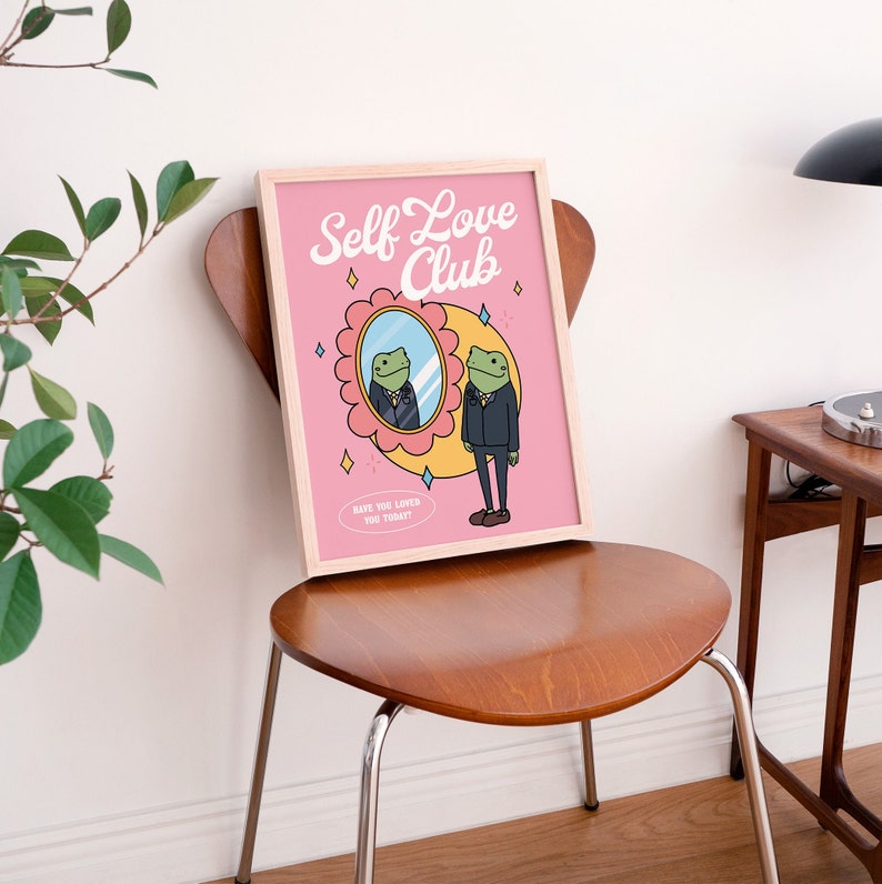Frog Self Love Club Wall Print Digital Download Print - Etsy