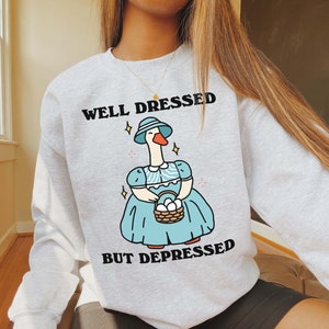 Depressed Goose Sweatshirt, Cute Duck Jumper, Cute Mushroom Sweater ...