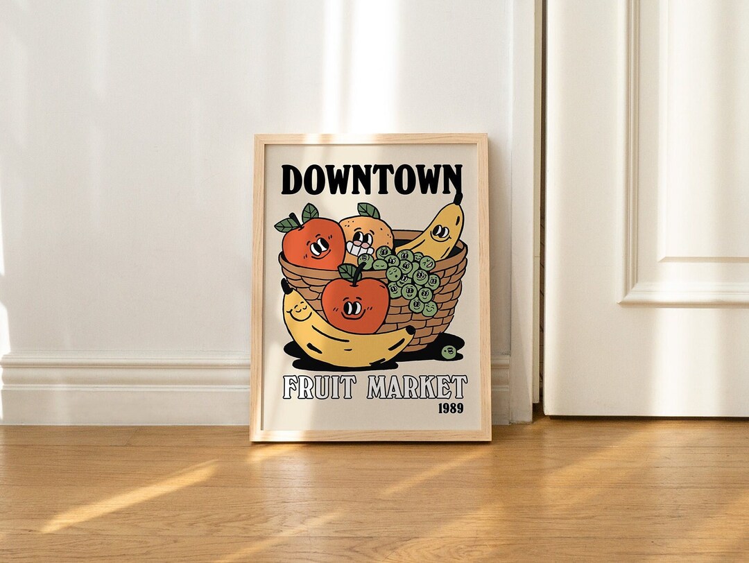 Retro Fruit Print, Vintage Market Illustration, Trendy Wall Decor ...