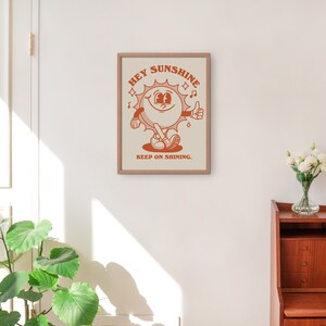 Sun Retro Character Wall Art, Retro Quote Wall Print, Digital Download ...