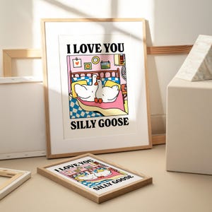 Silly Lil Goose Romantic Poster, Romantic Duck Print, Pink I Love You ...