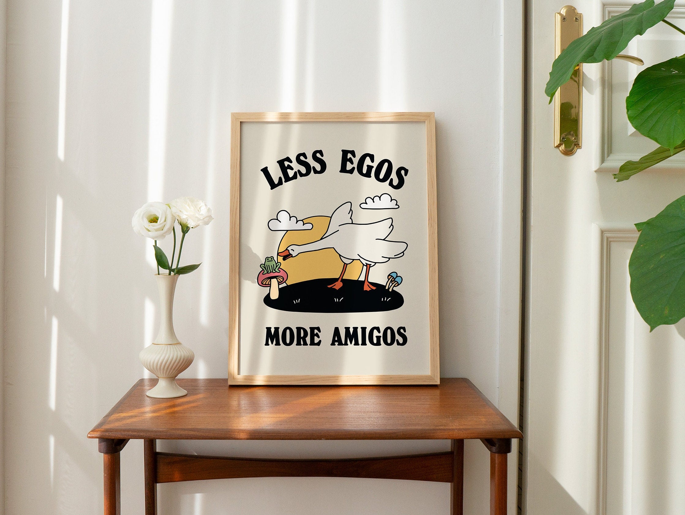 Friendly Goose Wall Print, Retro Frog Illustration, Cottagecore ...