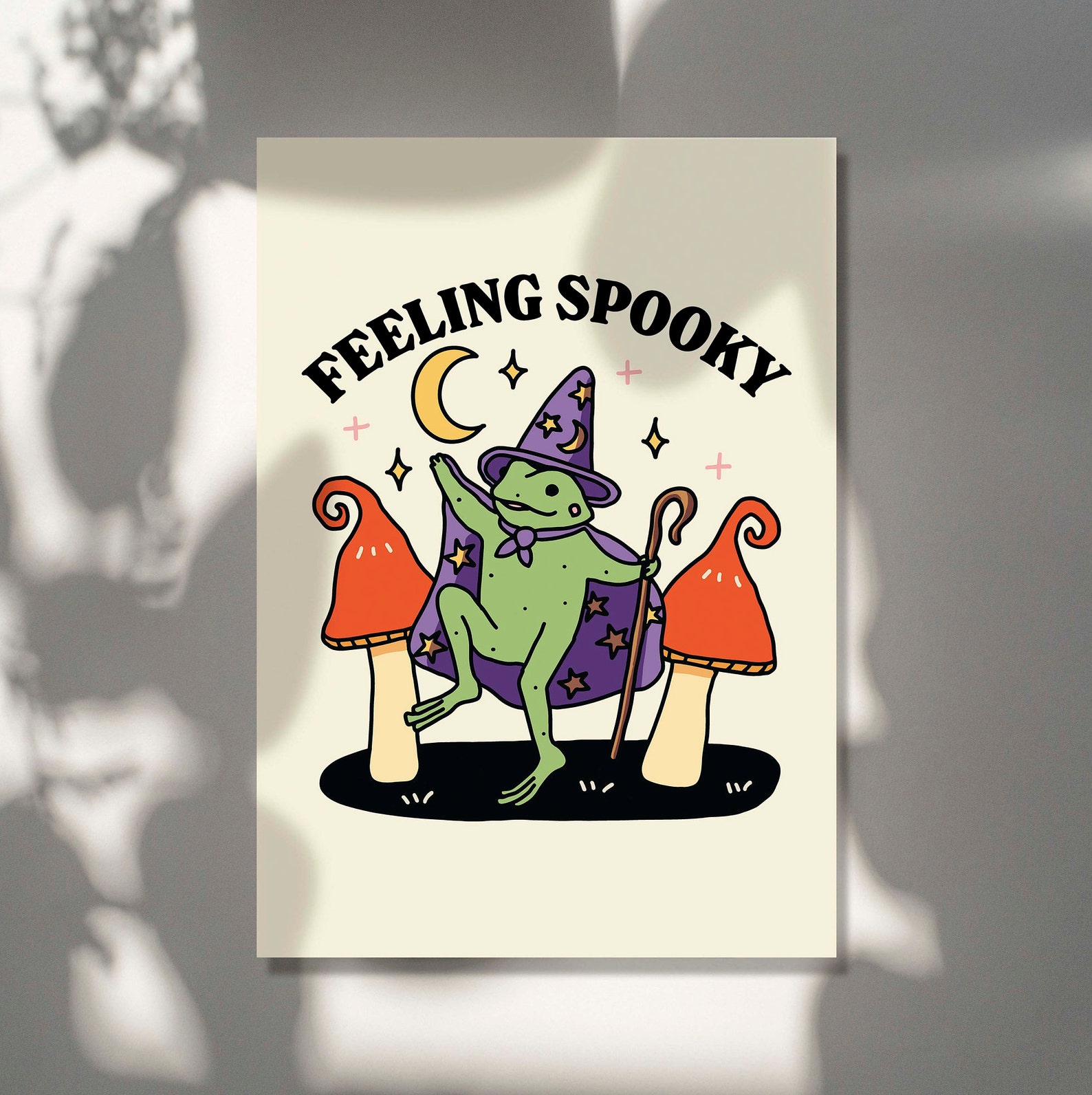 Wizard Frog Halloween Print, Spooky Indoor Decoration, Scary Mushroom ...
