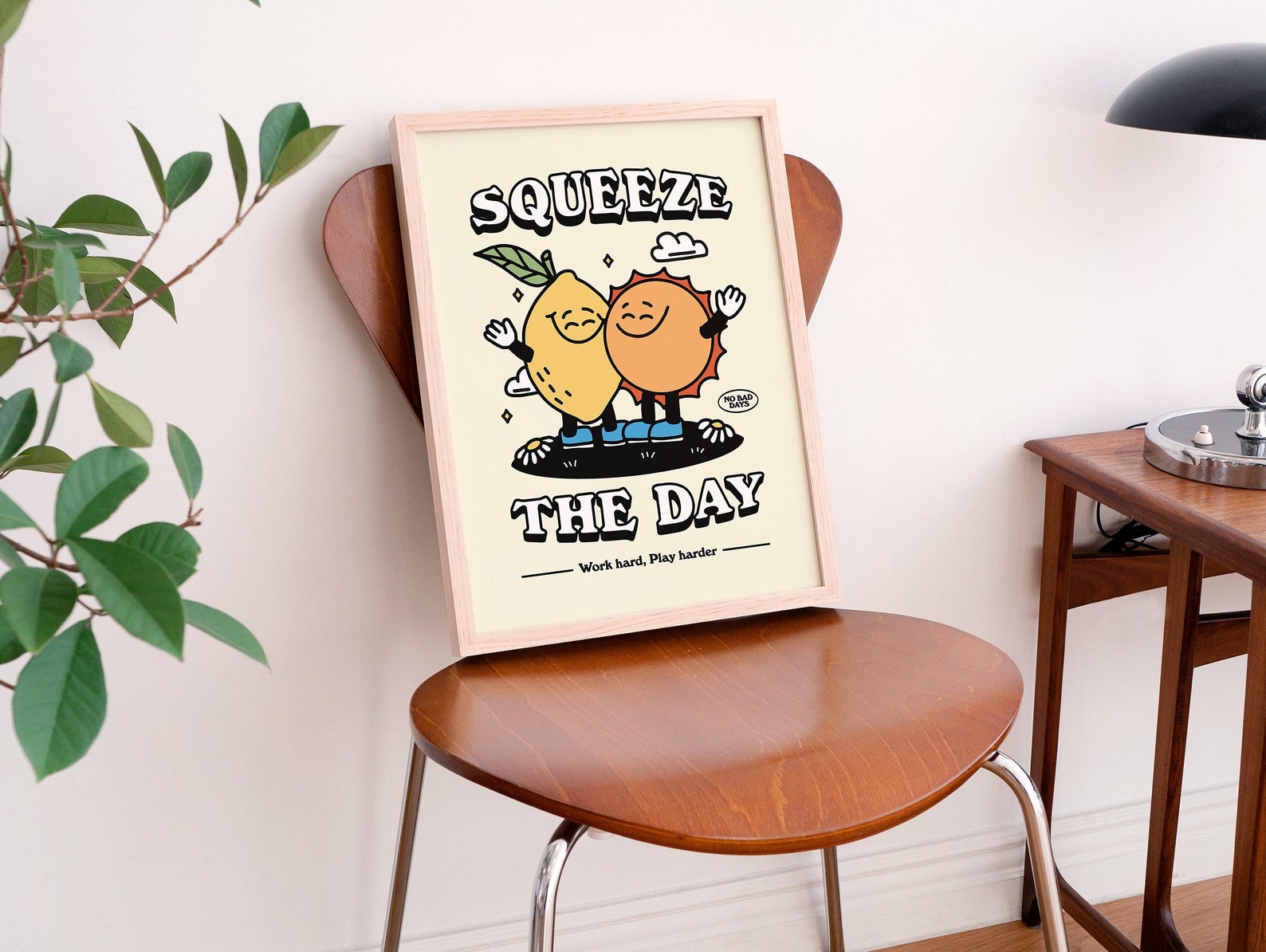 Cute Retro Poster Squeeze the Day Print Retro Positivity - Etsy