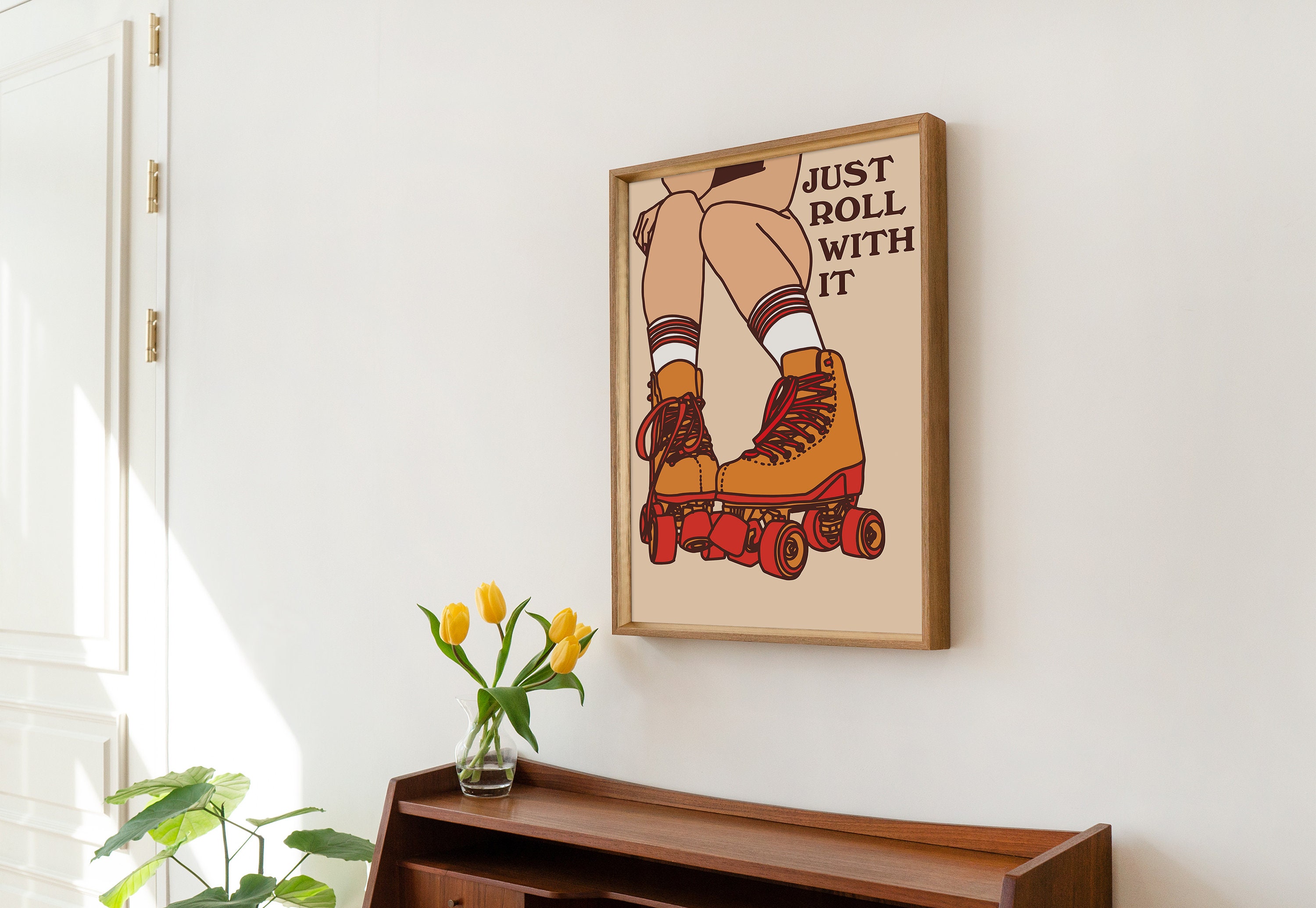 Retro 80s Wall Print, Groovy 70s Wall Decor, A2 A3 A4 Roller Skates ...