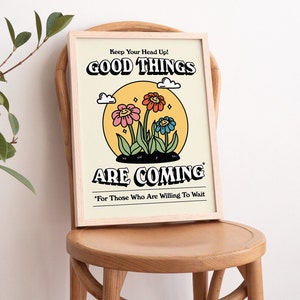 SET OF 2 Groovy Retro Wall Prints, Positive Quotes, Gallery Wall Self ...