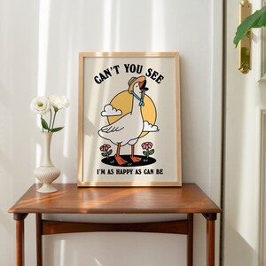 FRAMED Cottagecore Goose Wall Print, Happy Quote, Cute Kids Classroom ...