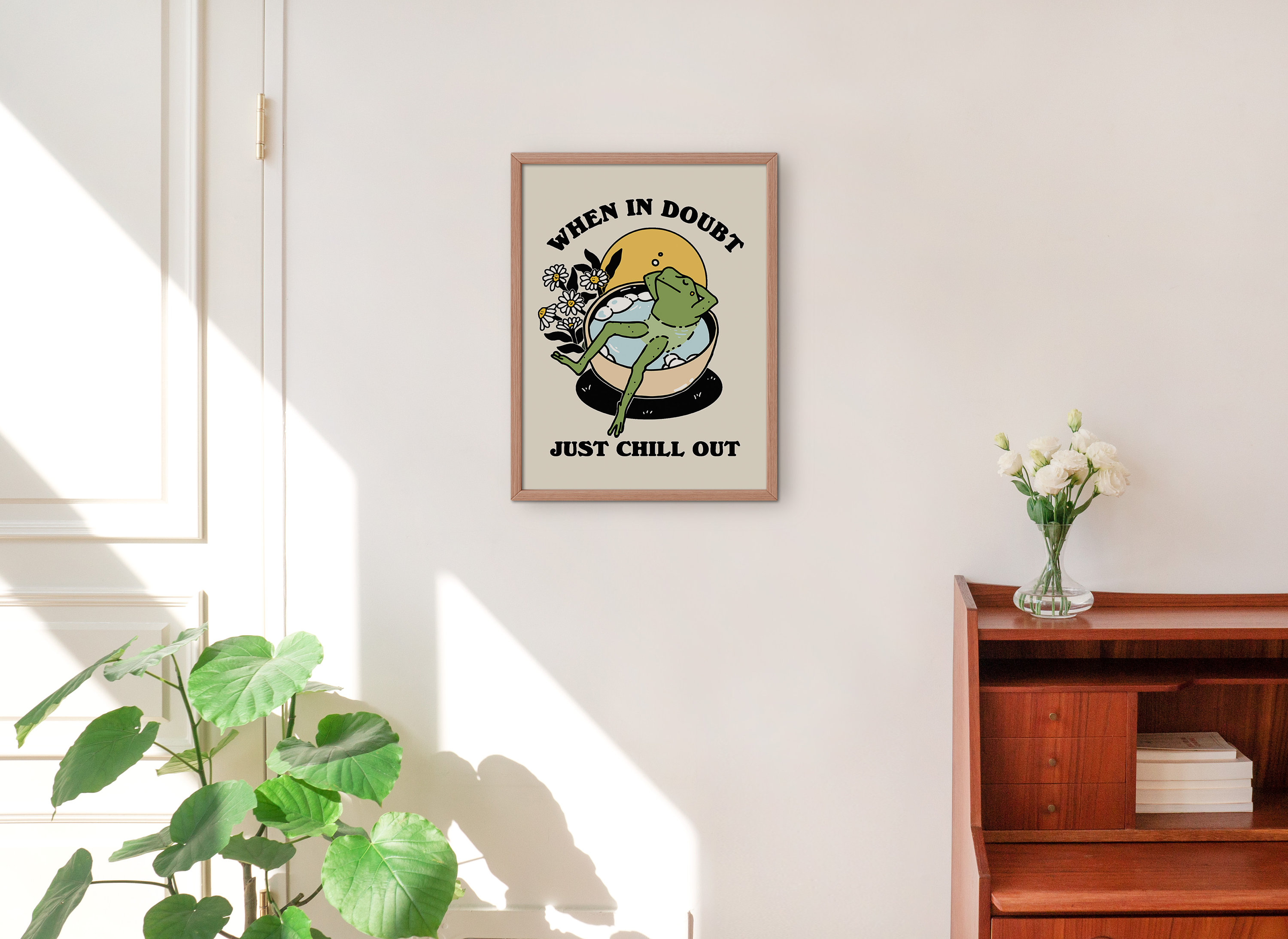 Retro Frog Wall Print Carefree Frog Positive Digital - Etsy