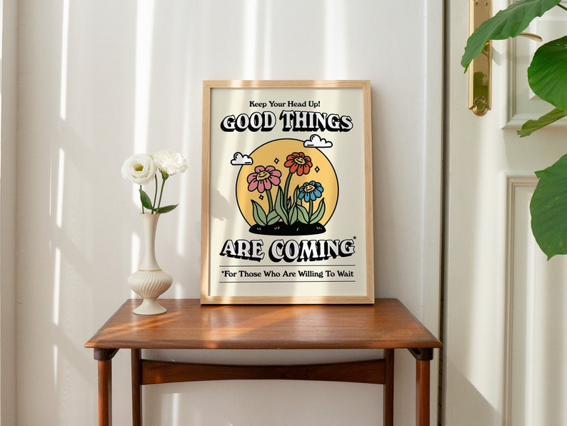 80s Retro Flower Print Vintage Flowers Illustration Trendy - Etsy