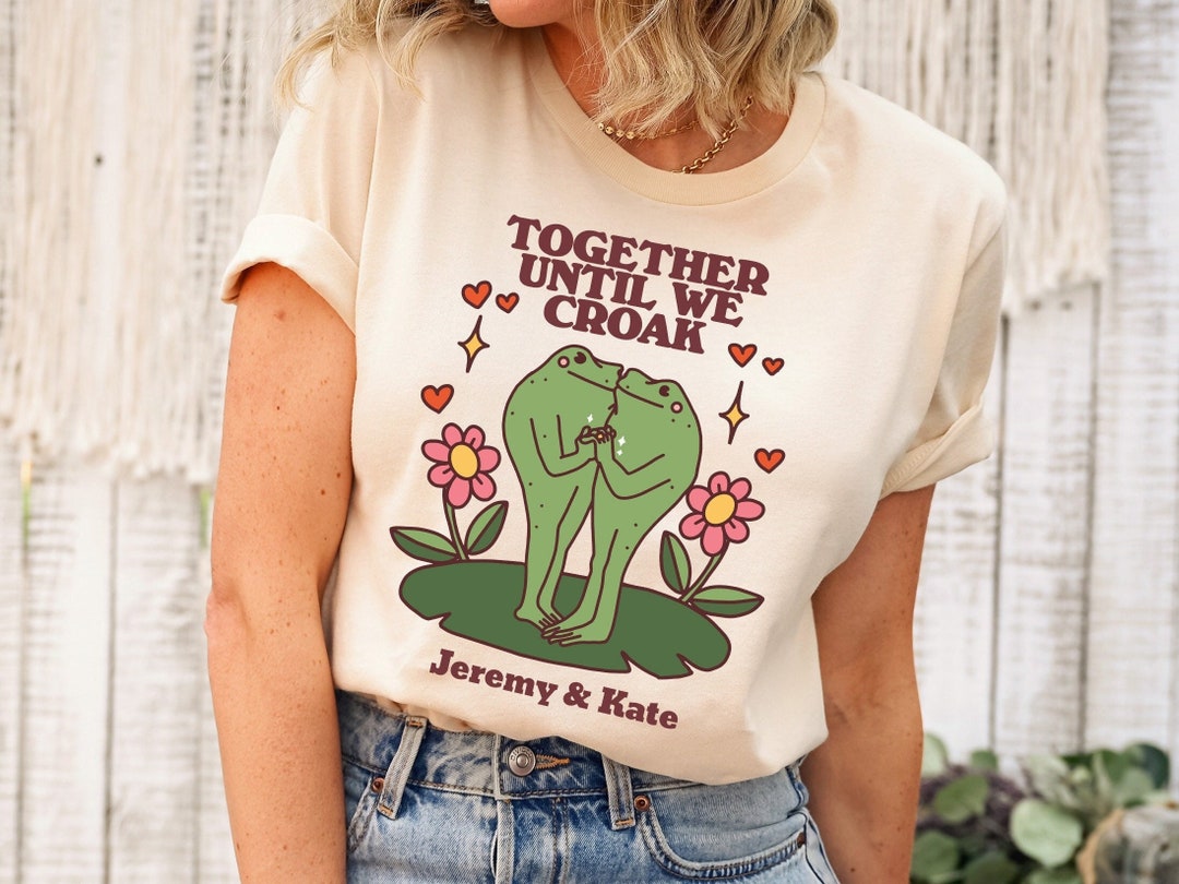 Custom Frog Tshirt, Personalised Name Cottagecore Froggy Tee, Oversized ...