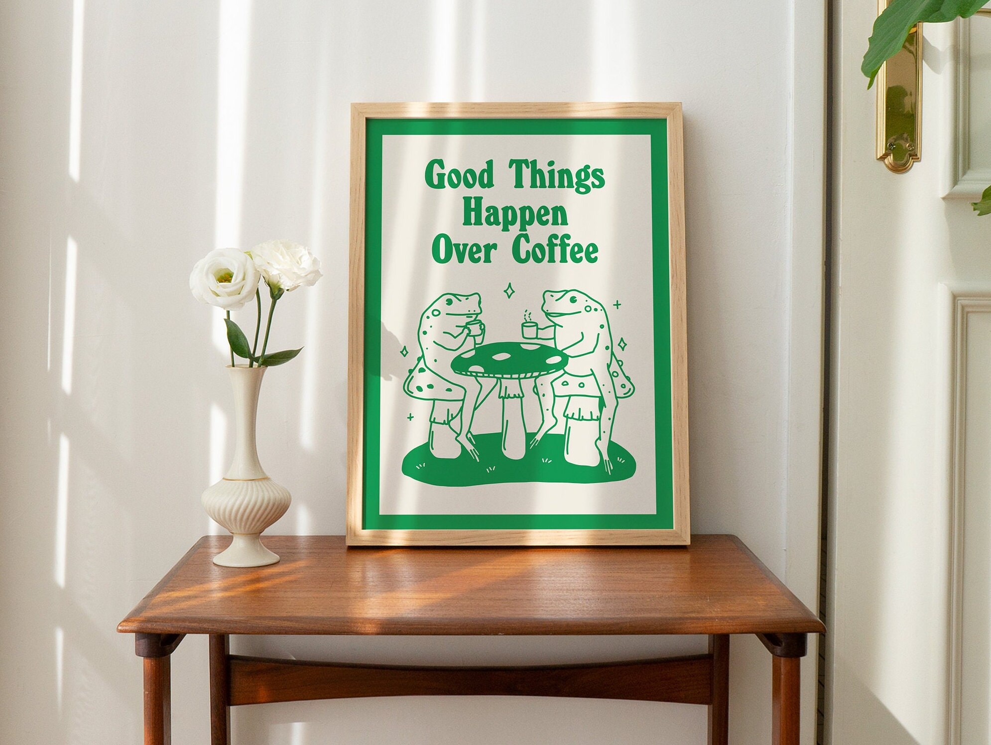 Retro Frog Coffee Print Vintage Positivity Quote - Etsy
