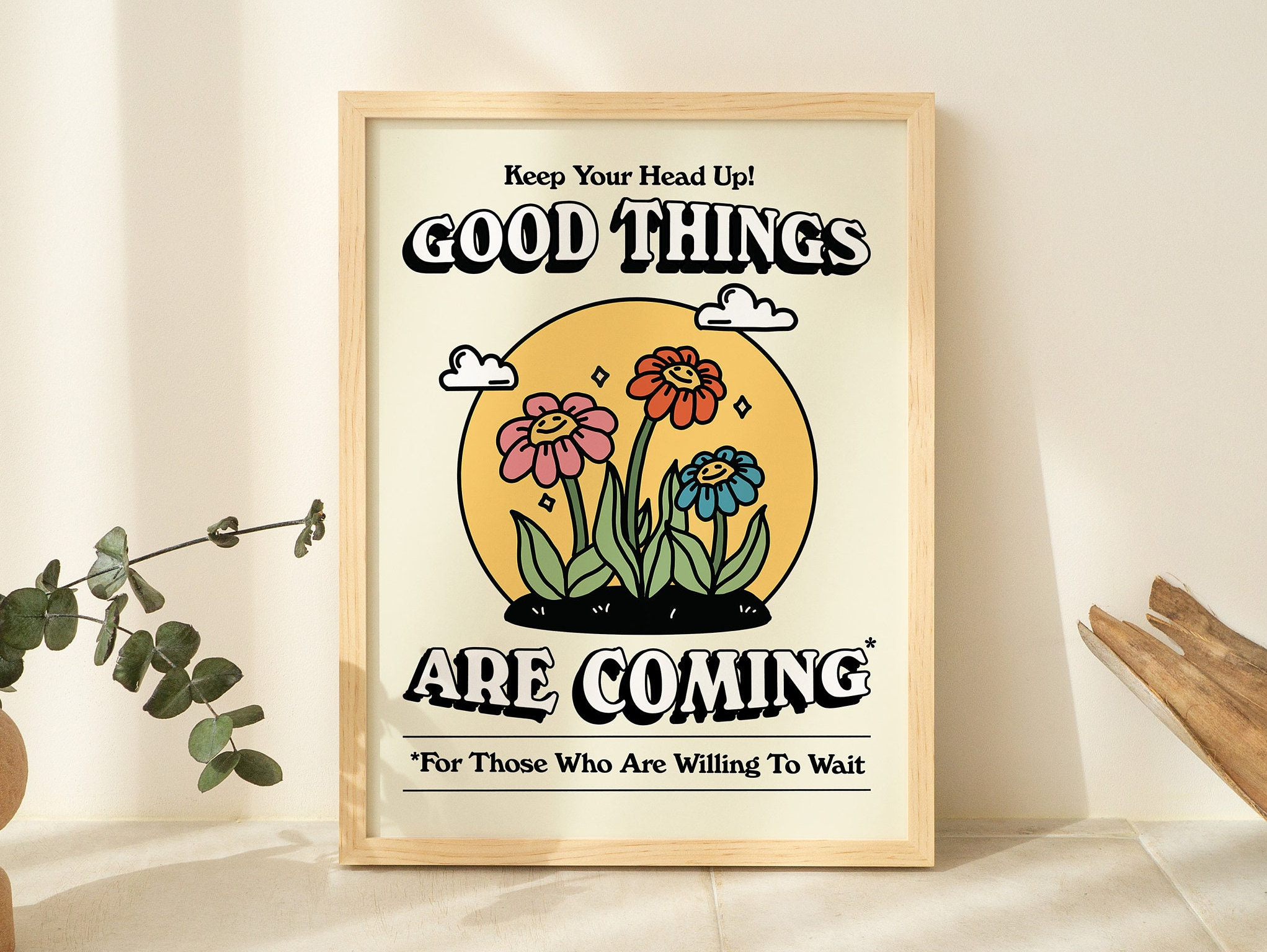 Retro Flower Print, Vintage Flowers Illustration, Trendy Wall Decor ...