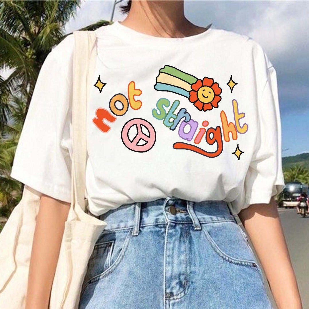 Not Straight Rainbow Tshirt, LGBQT Shirt, Pride Month T-shirt, LGBT Tee ...