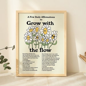 Affirmations Wall Print, Aesthetic Flowers Poster, Positive Selfcare ...