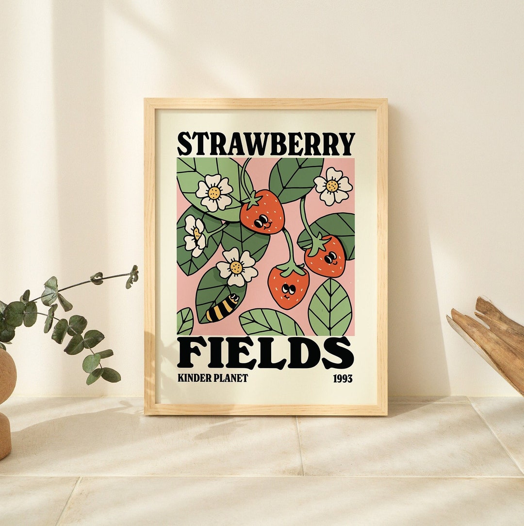 FRAMED Strawberry Poster, Botanical Print, Flower Market Poster ...