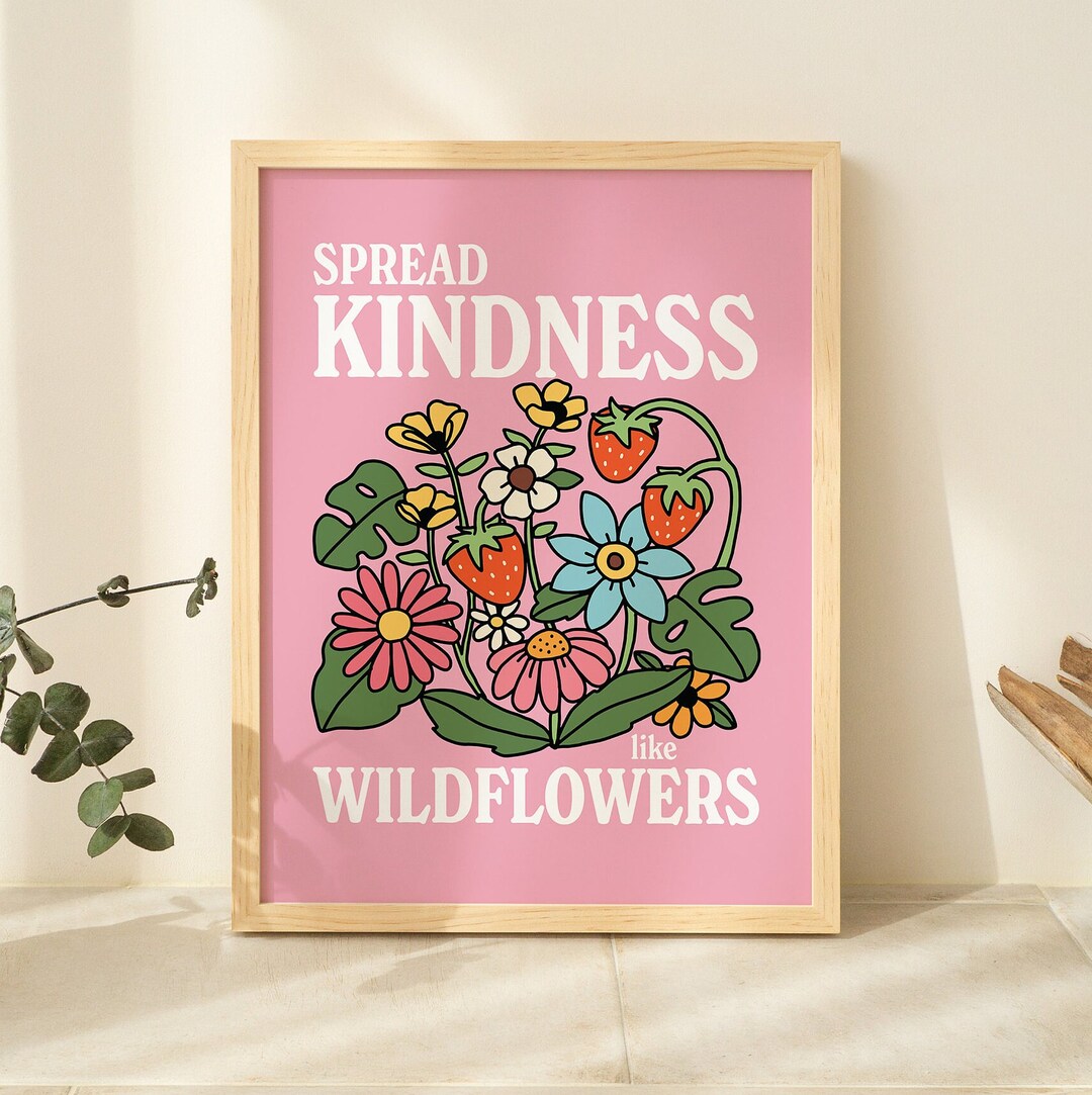 Pink Wildflowers Poster, Botanical Print, Flower Market Poster, Flowers ...