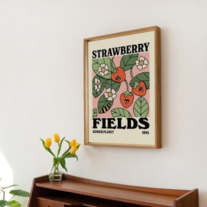 FRAMED Strawberry Poster, Botanical Print, Flower Market Poster ...