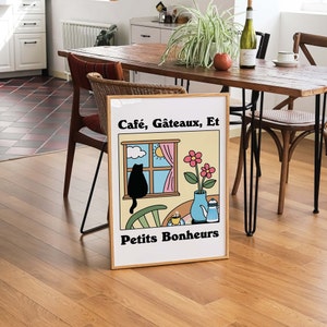 French Cafe Chat Noir Print, Retro Cat Poster, Bistro Coffee Posters ...
