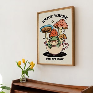 Cottagecore Frog Poster Print, Retro Positive Quote, Vintage Frog ...