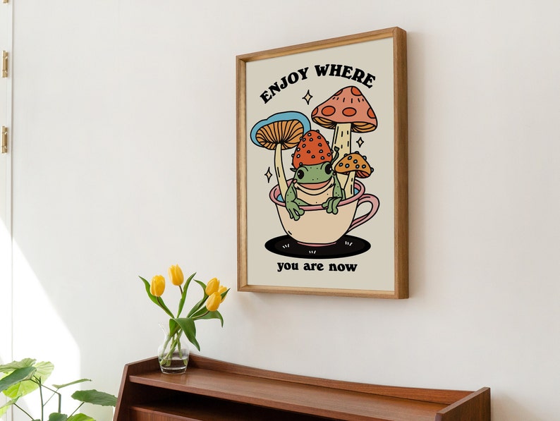 Cottagecore Frog Poster Print Retro Positive Quote Vintage - Etsy